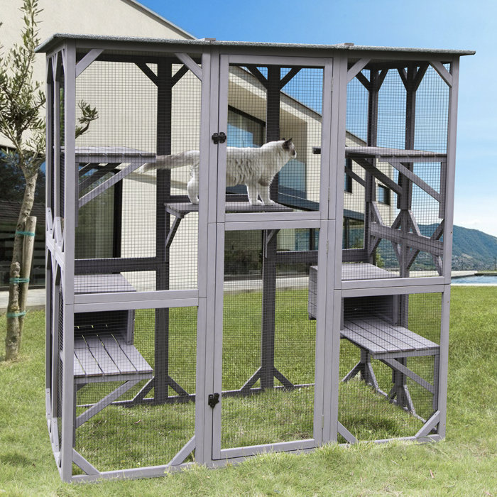 Tucker Murphy™ Pet Large Cat House Outdoor Catio Kitty Enclosure With ... Tucker Murphy™ Pet Large Cat House Outdoor Catio Kitty Enclosure With ...